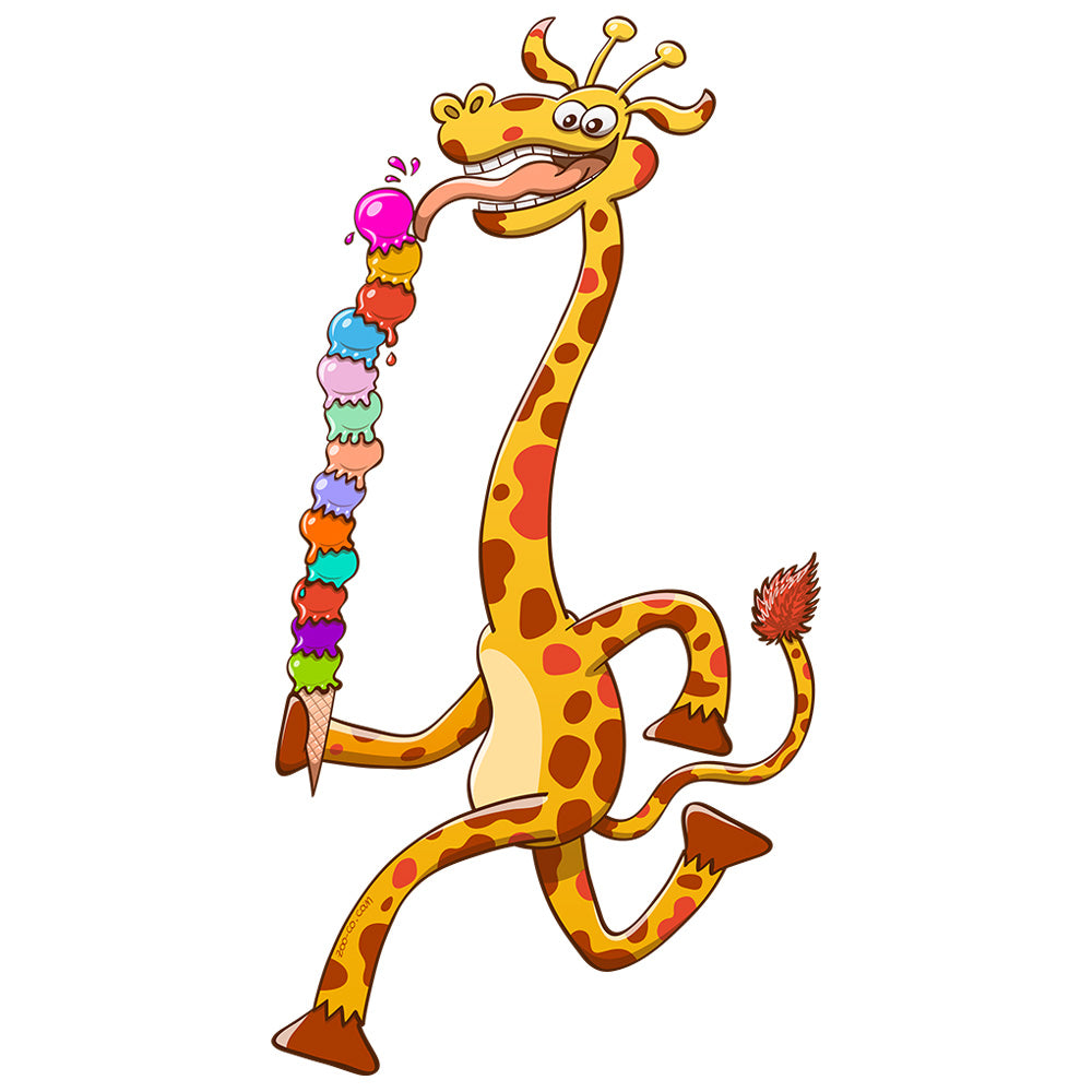 Cool giraffe eating ice cream Bubble-free stickers – Zoo&co