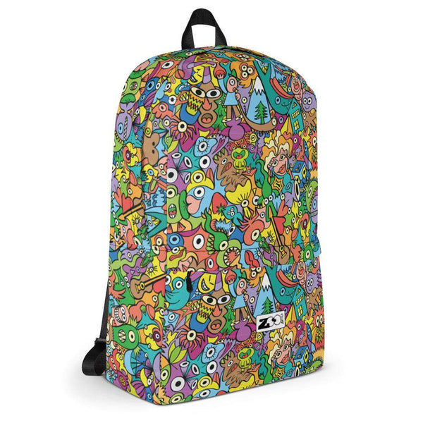 Cheerful crowd enjoying a lively carnival Backpack – Zoo&co